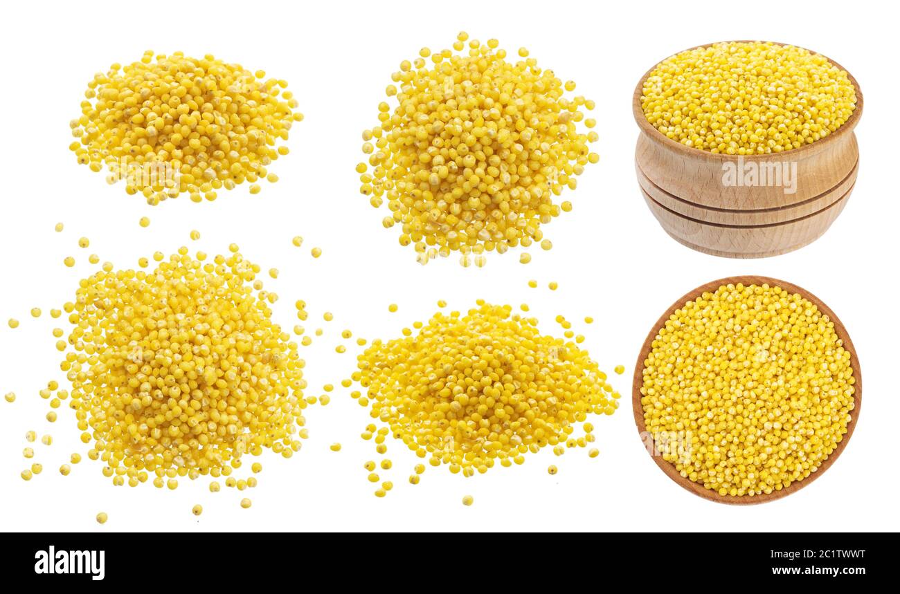 Millet seeds isolated on white background Stock Photo - Alamy