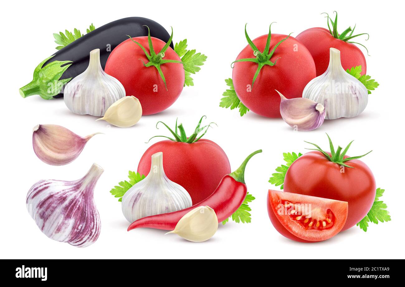Different vegetables isolated on white background Stock Photo - Alamy