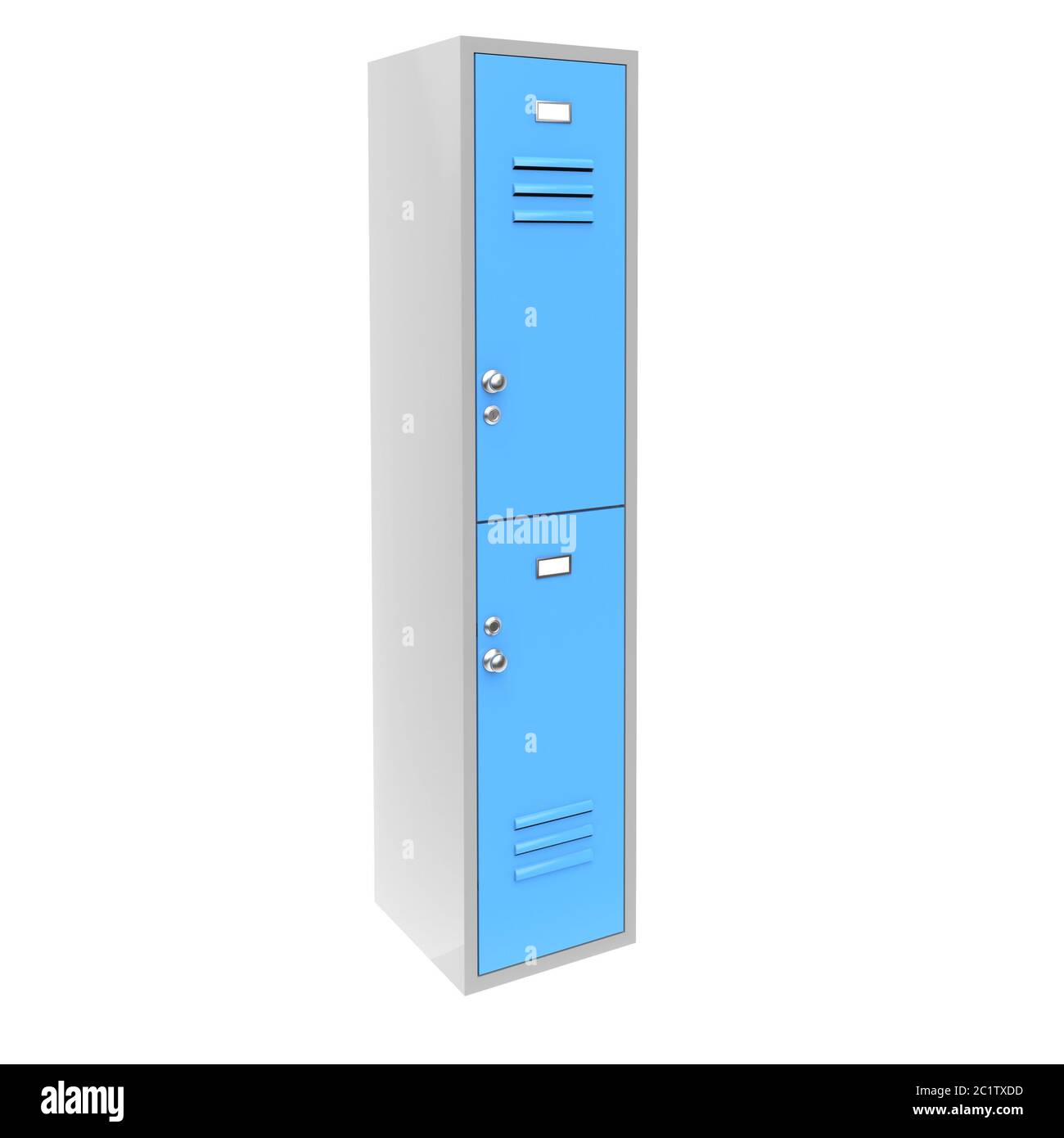 Blue metal locker. Two level compartment Stock Photo - Alamy
