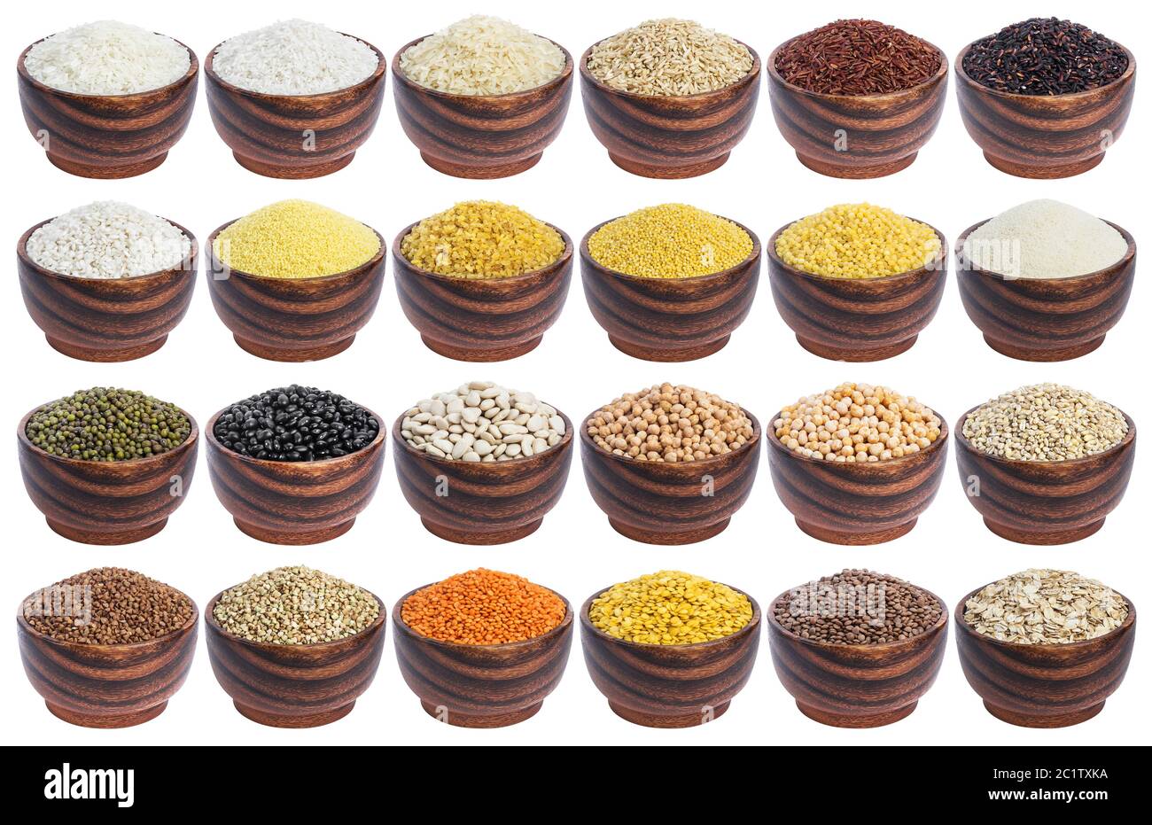 Different grains isolated on white background Stock Photo - Alamy