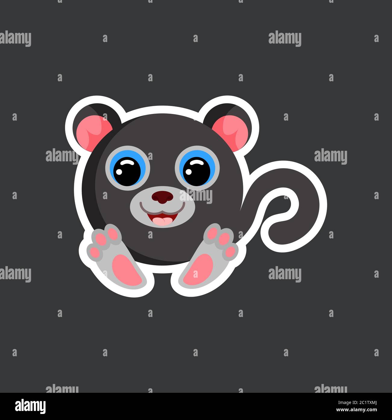 cute cartoon panther sticker vector illustration. Flat design Stock ...