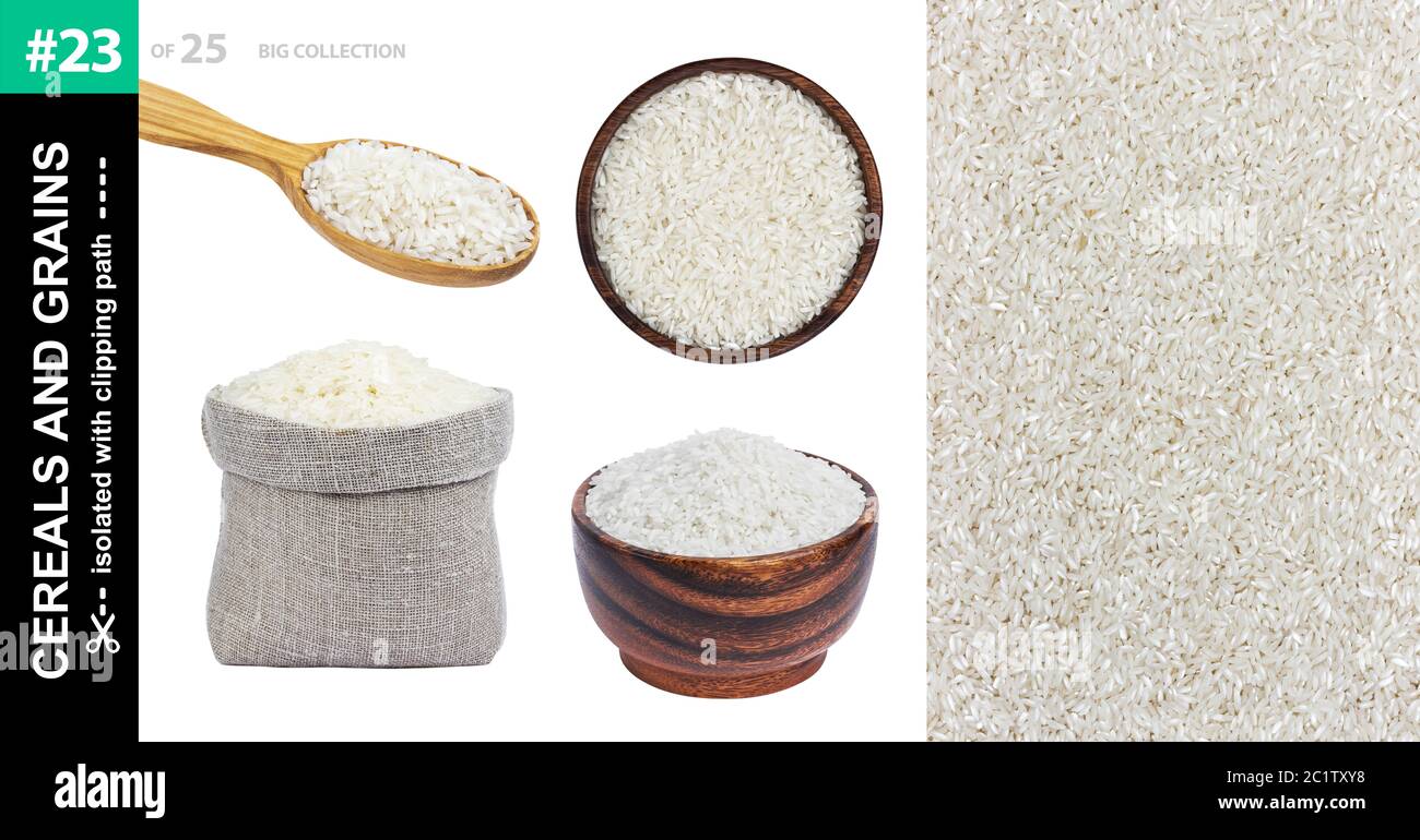 Basmati rice, polished rice isolated on white background Stock Photo ...