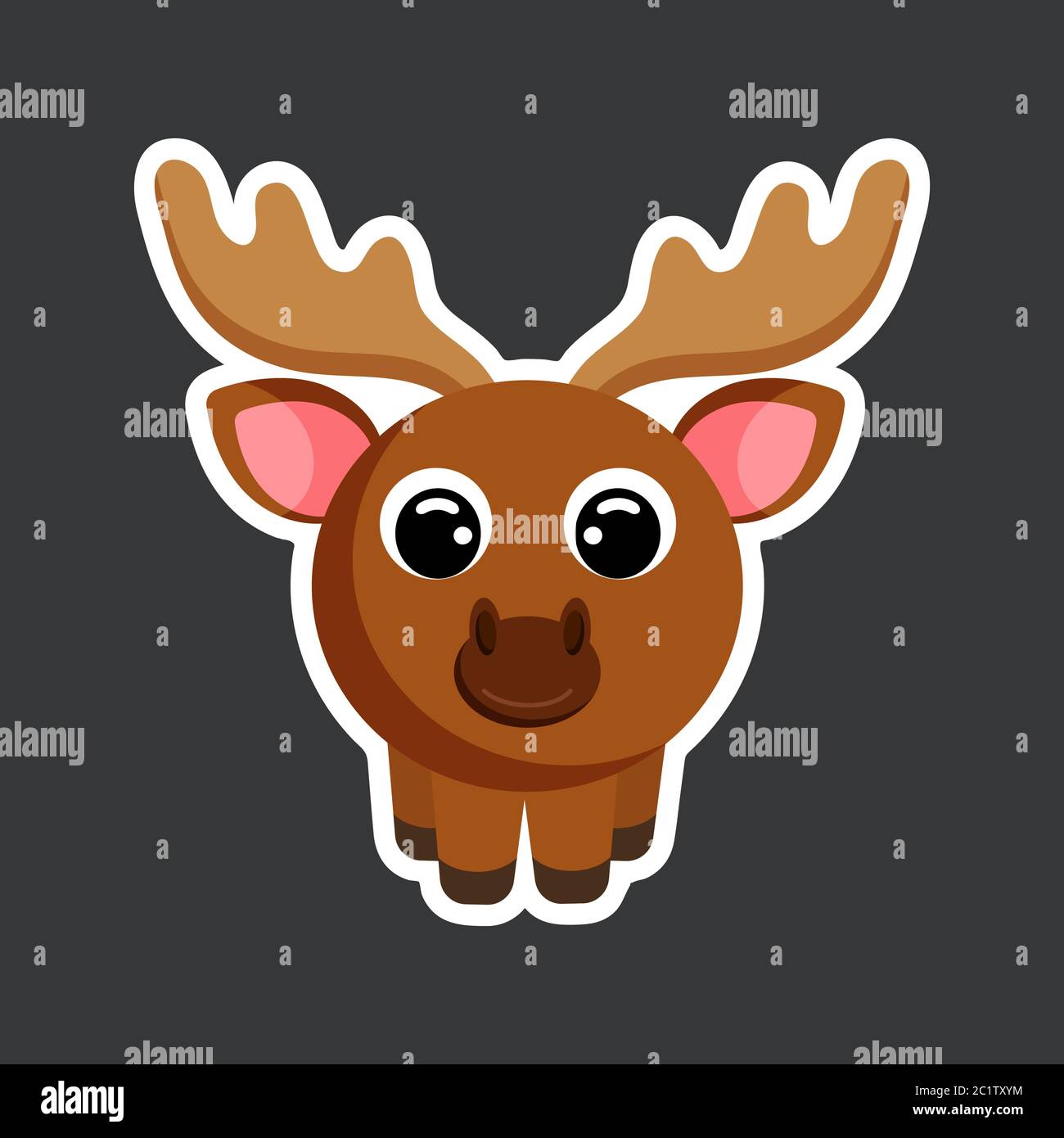 cute cartoon moose sticker vector illustration. Flat design Stock ...