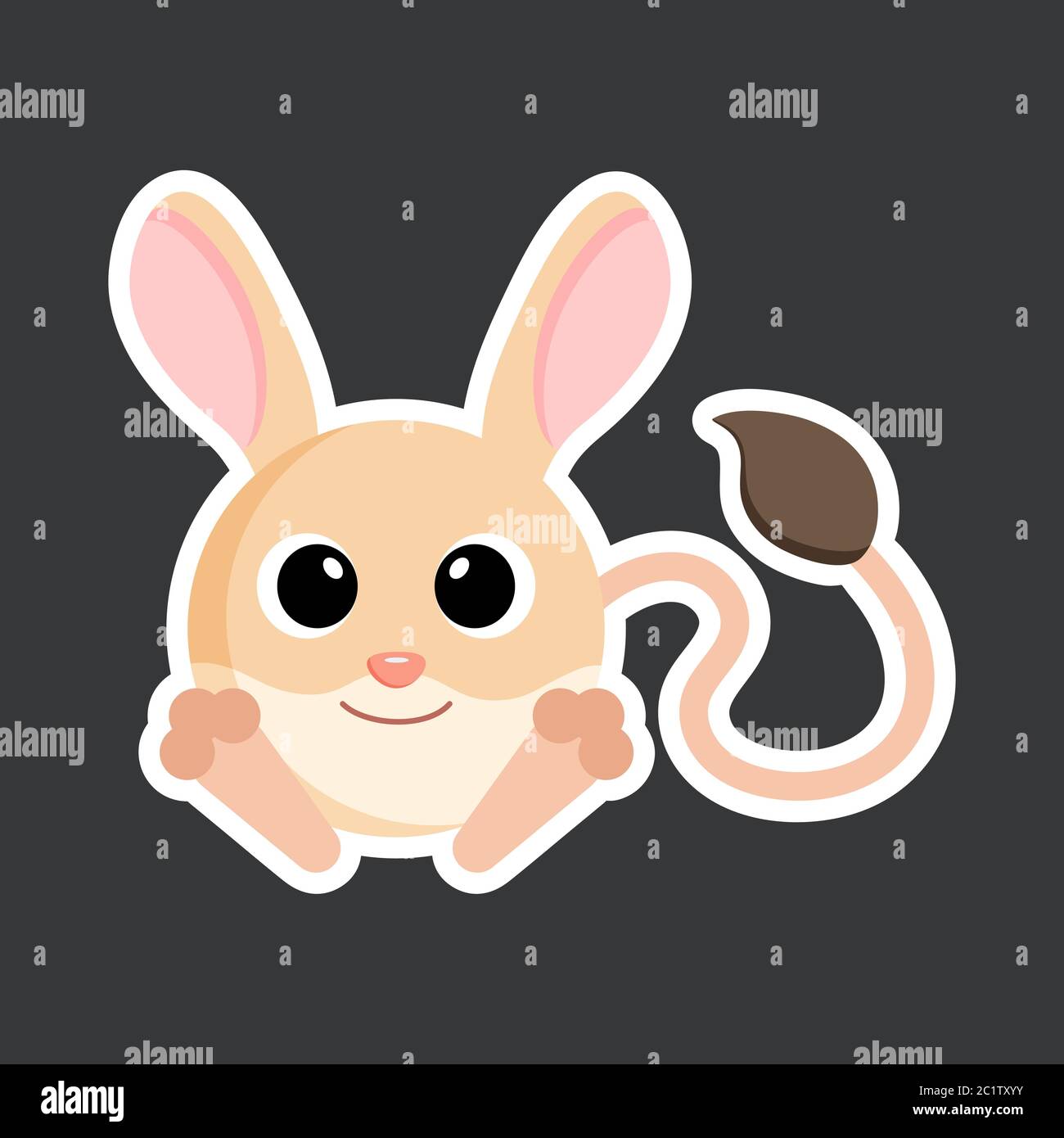 cute cartoon jerboa sticker vector illustration. Flat design Stock ...
