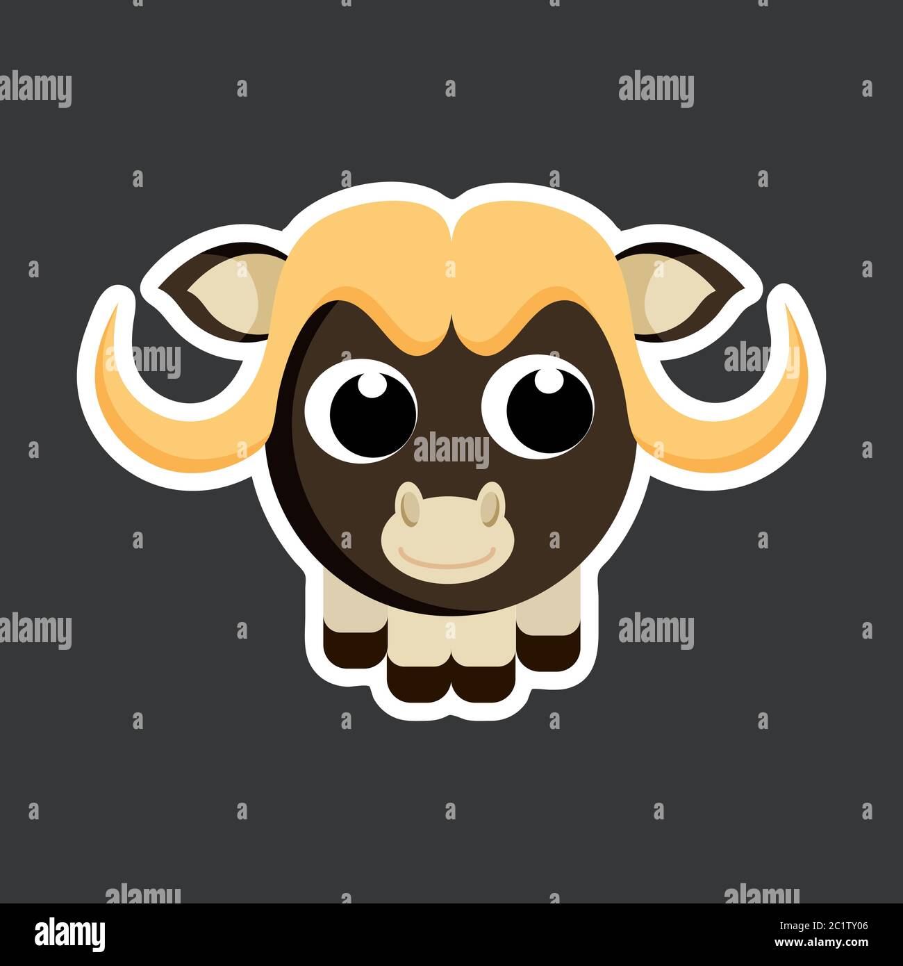 cute cartoon musk ox sticker vector illustration. Flat design Stock ...