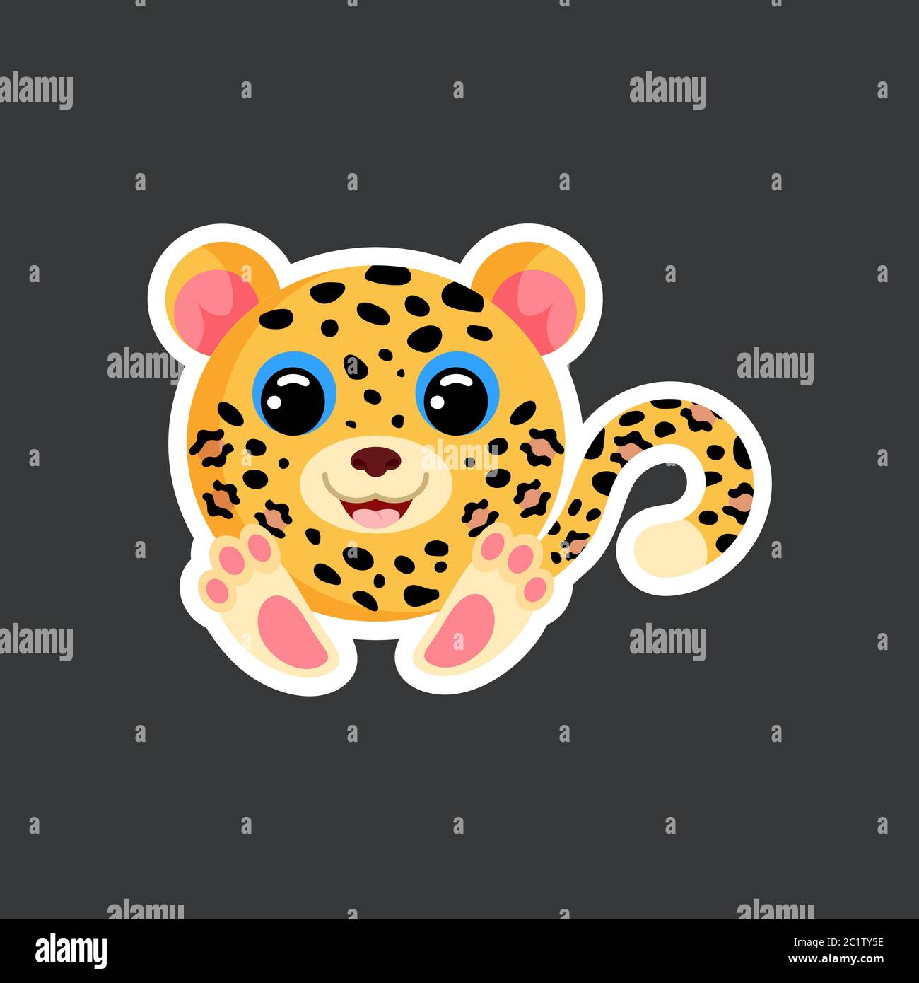 cute cartoon jaguar sticker vector illustration. Flat design Stock ...