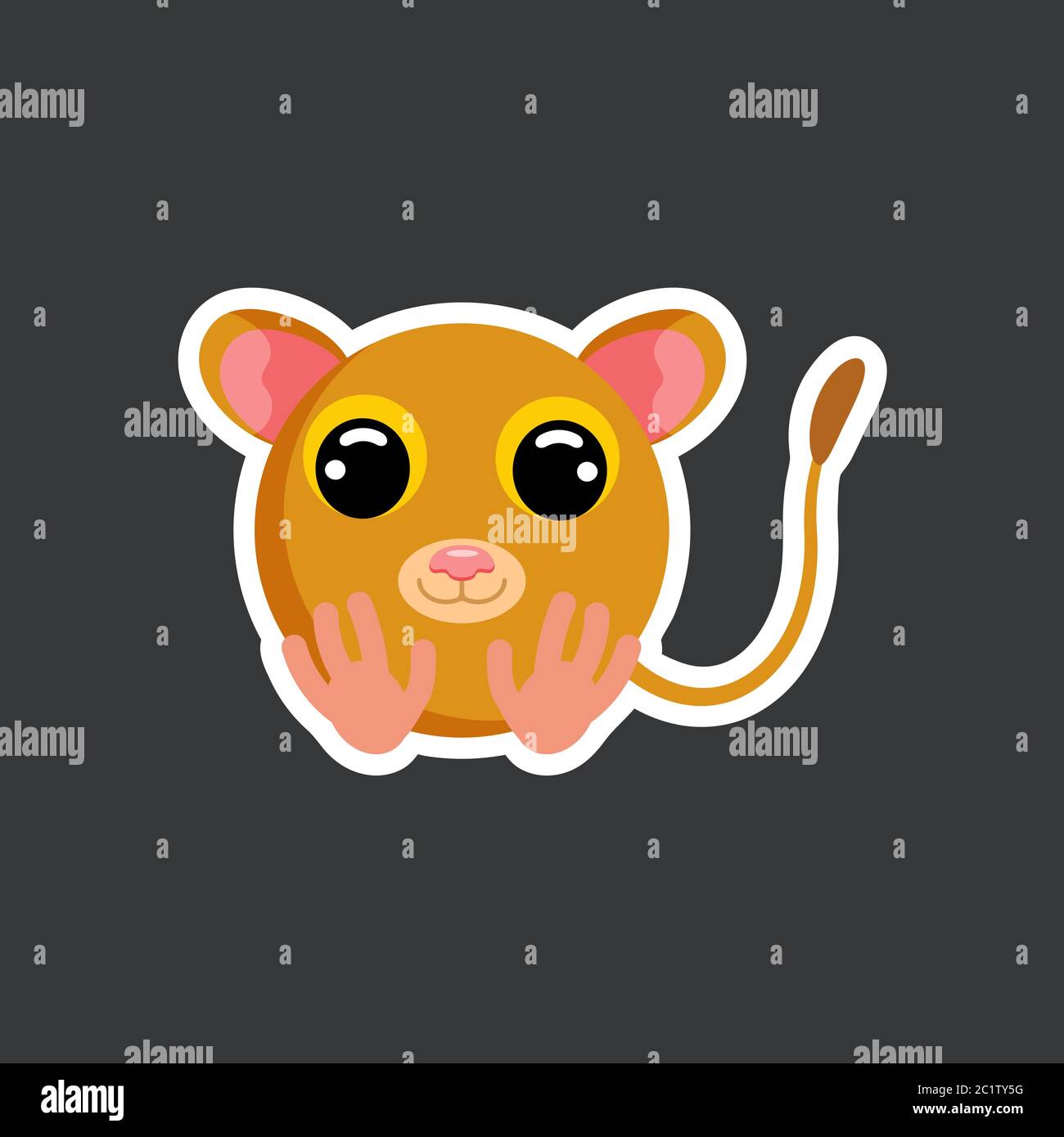 cute cartoon tarsier sticker vector illustration. Flat design Stock ...