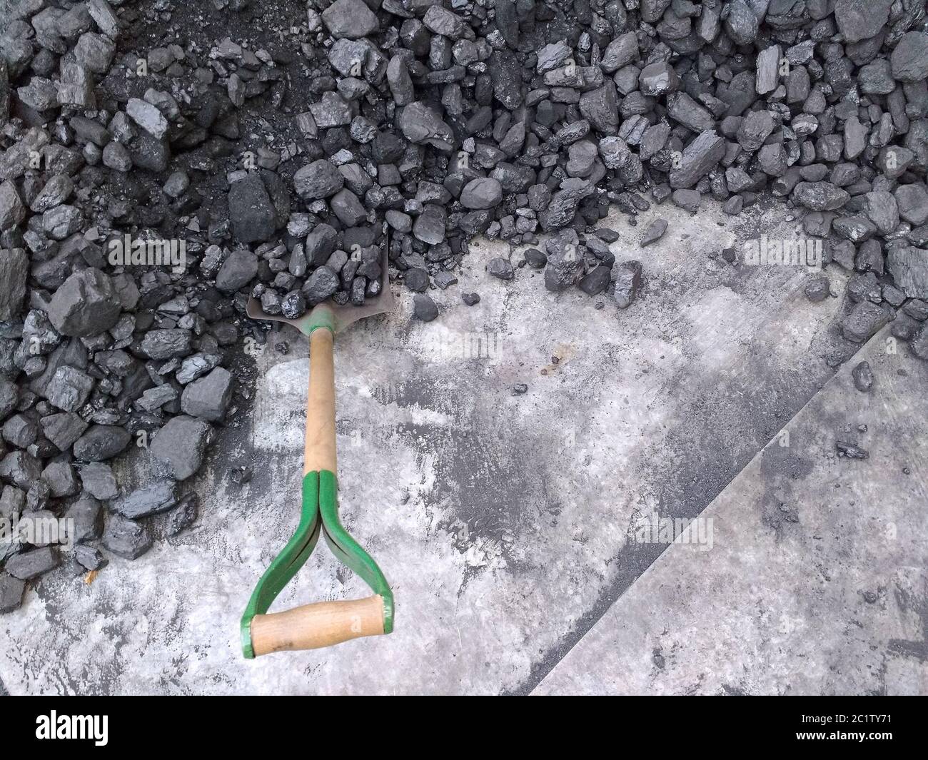 Loading coal with a shovel in Bytom, Poland. Coal in Upper Silesia ...