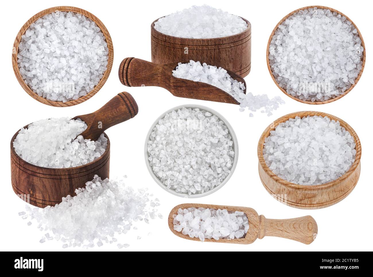 Sea salt isolated on white background Stock Photo - Alamy