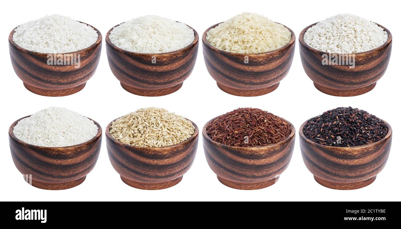 Rice collection isolated on white background Stock Photo - Alamy