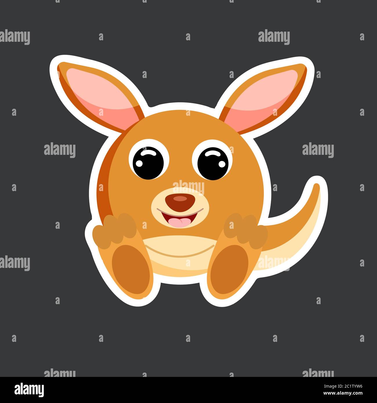 cute kangaroo sticker template in flat vector style Stock Vector Image ...