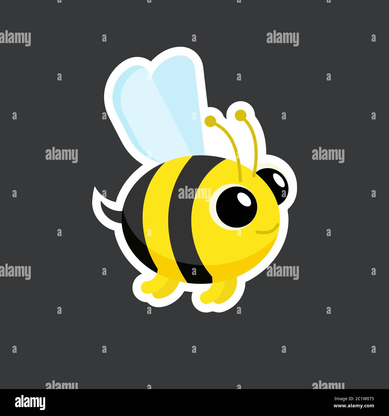 cute bee sticker template in flat vector style Stock Vector Image & Art ...