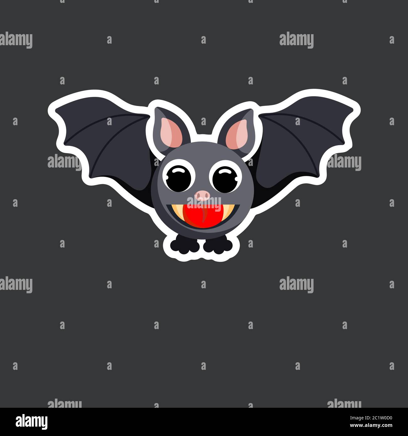 cute bat sticker template in flat vector style Stock Vector Image & Art ...