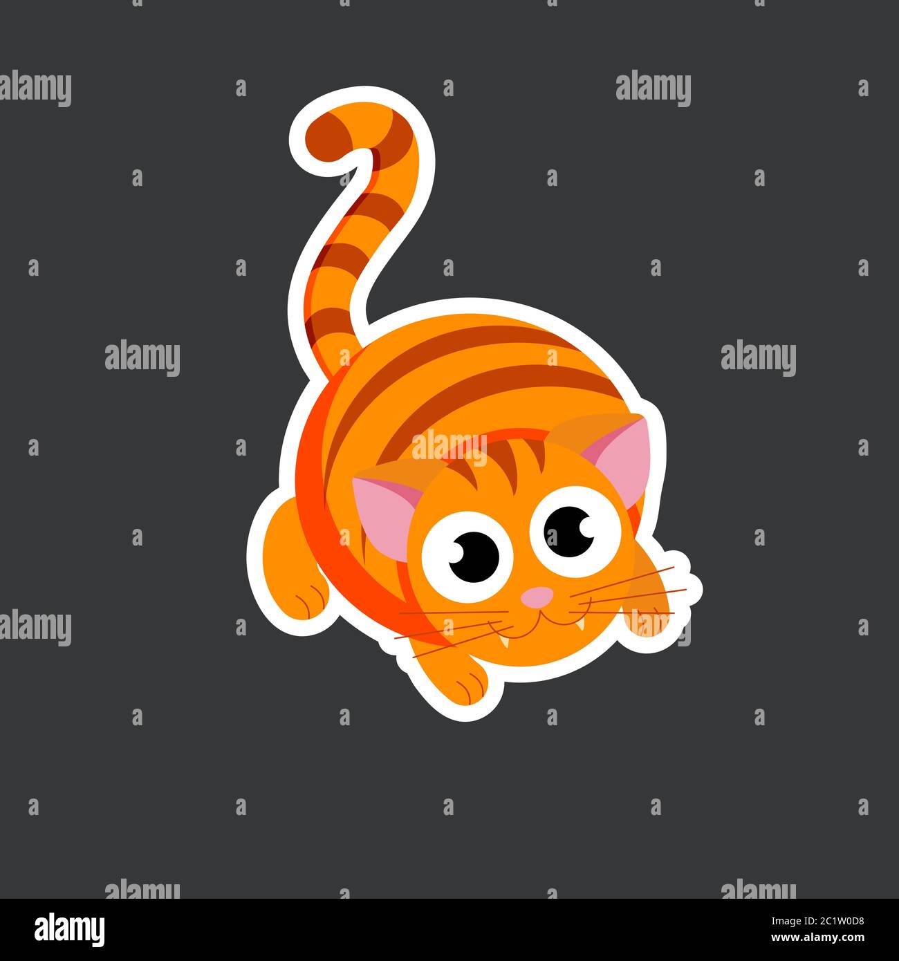 cute fat cat sticker template in flat vector style Stock Vector Image ...