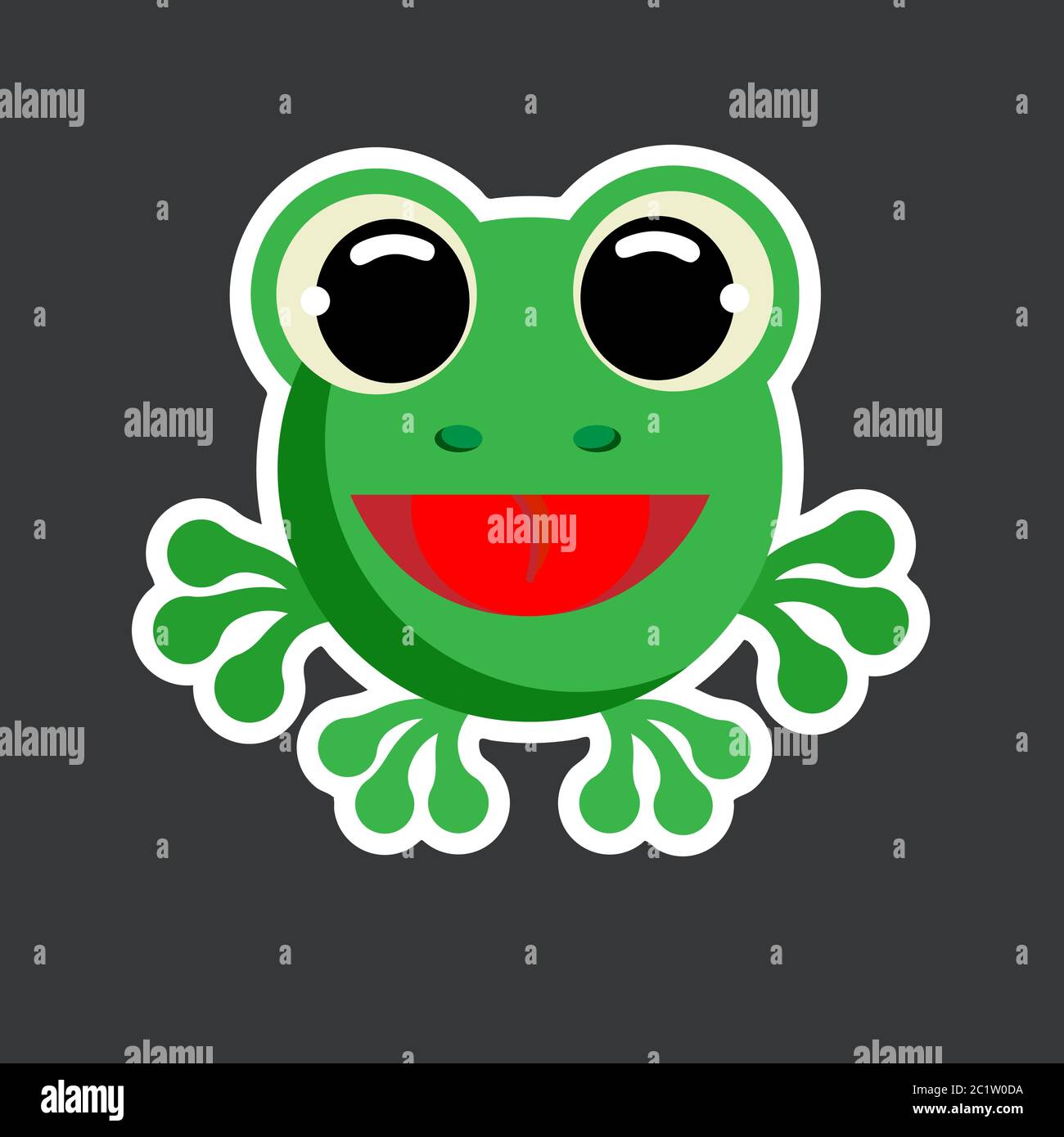 cute frog sticker template in flat vector style Stock Vector Image ...