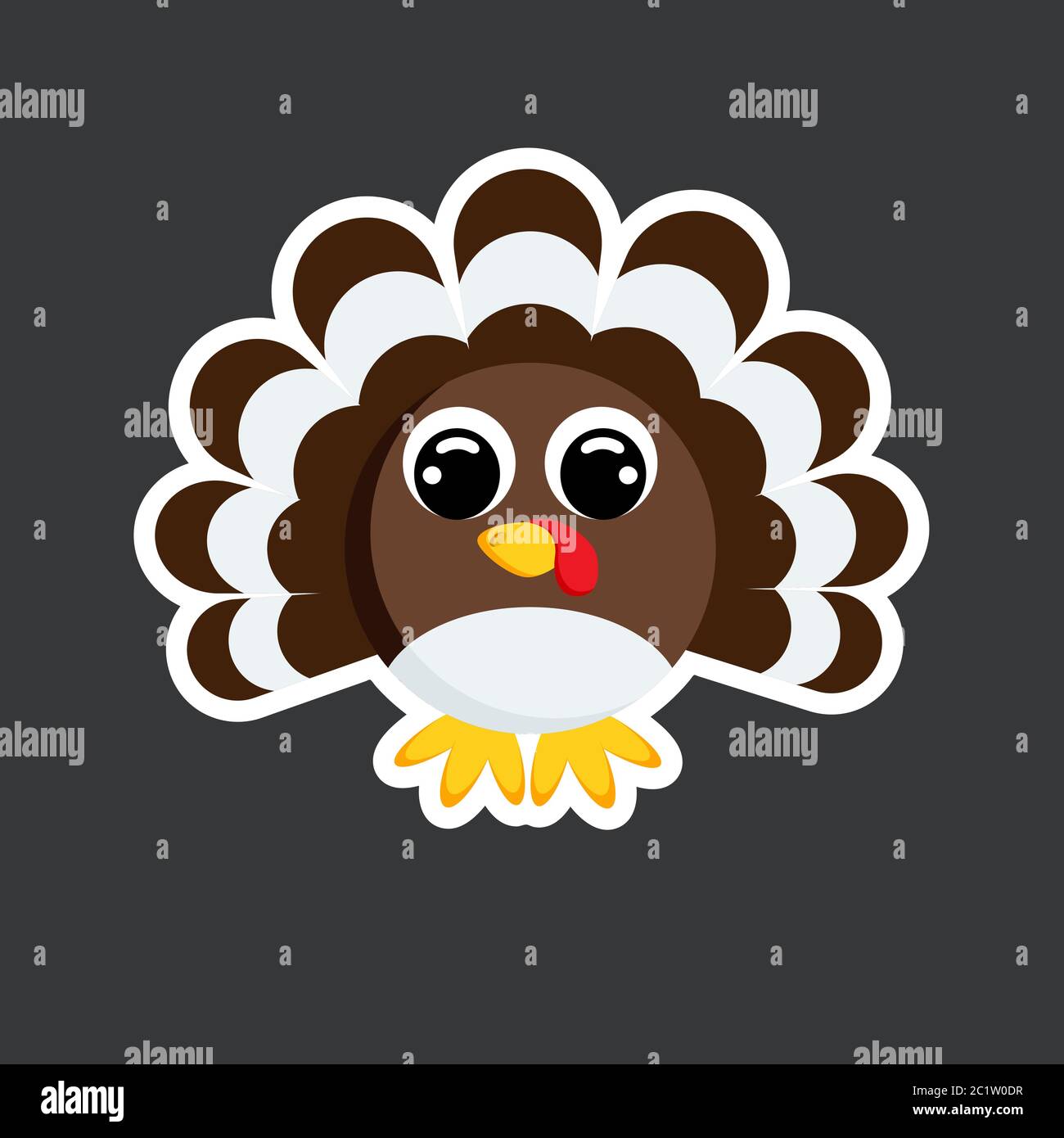 cute turkey sticker template in flat vector style Stock Vector Image ...