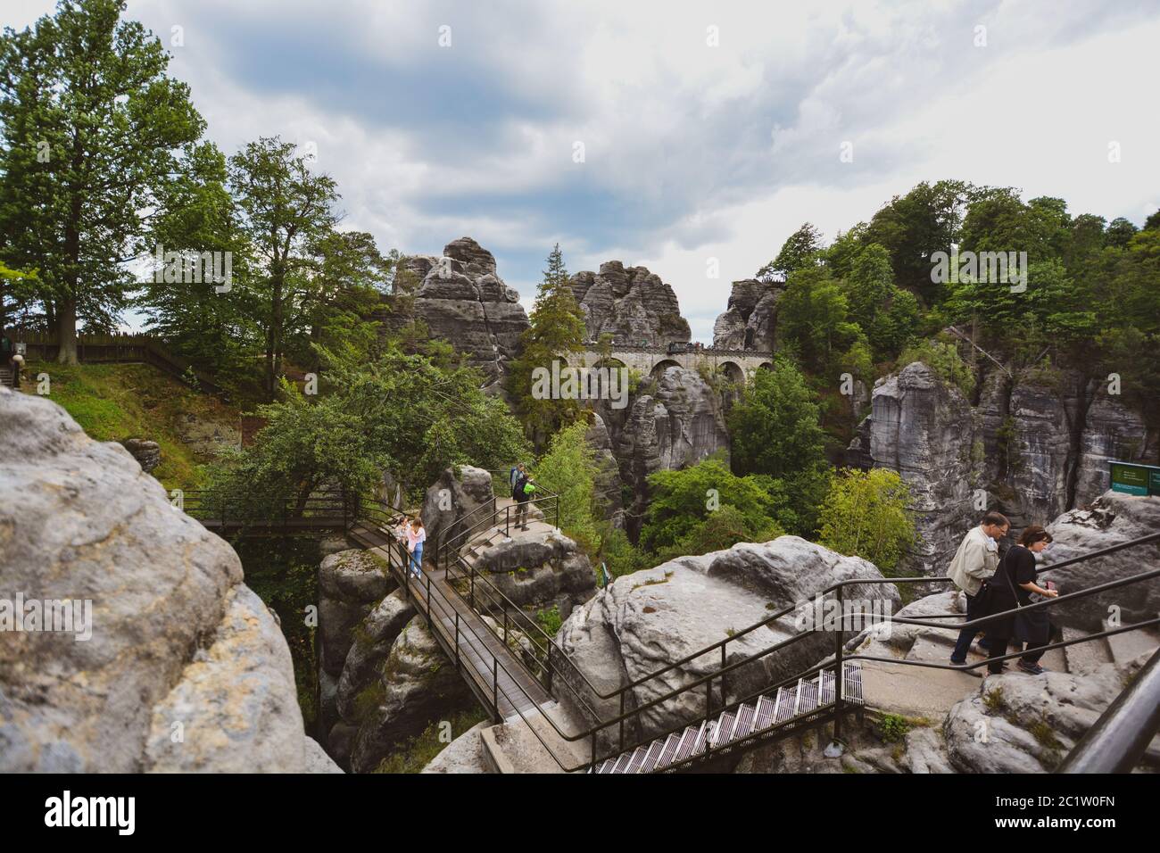The Bastei bridge, Saxon Switzerland National Park, Germany Stock Photo ...
