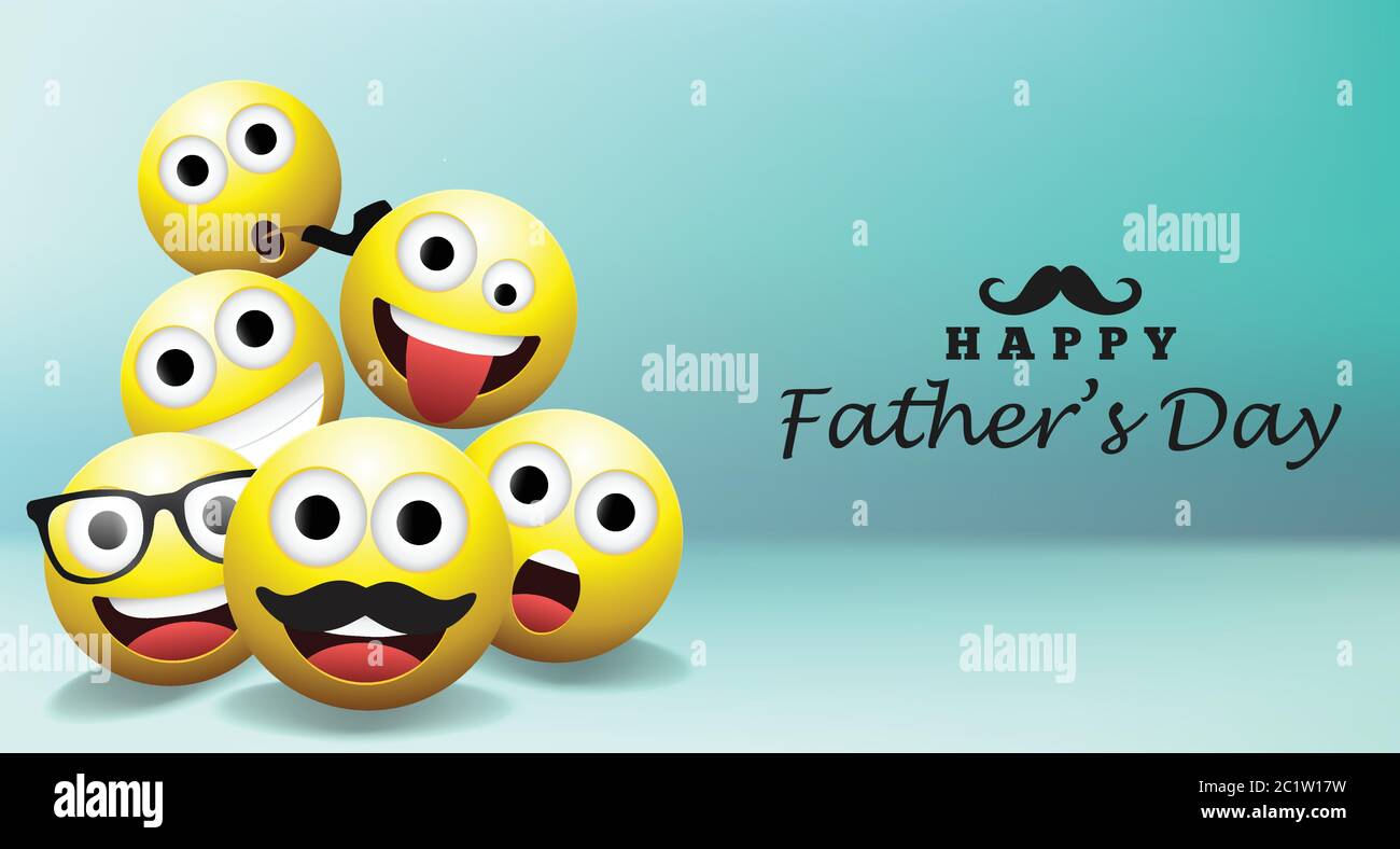 Happy father's day typography background with yellow faces.Happy father ...