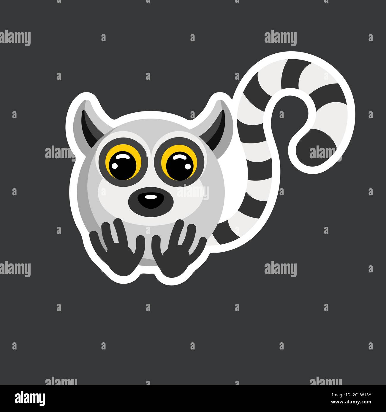 cute lemur sticker template in flat vector style Stock Vector Image ...