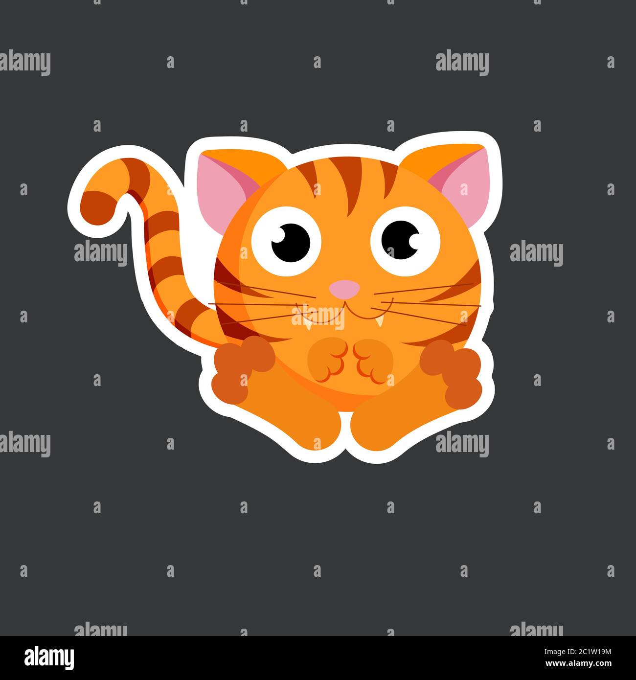 cute cat sticker template in flat vector style Stock Vector Image & Art ...