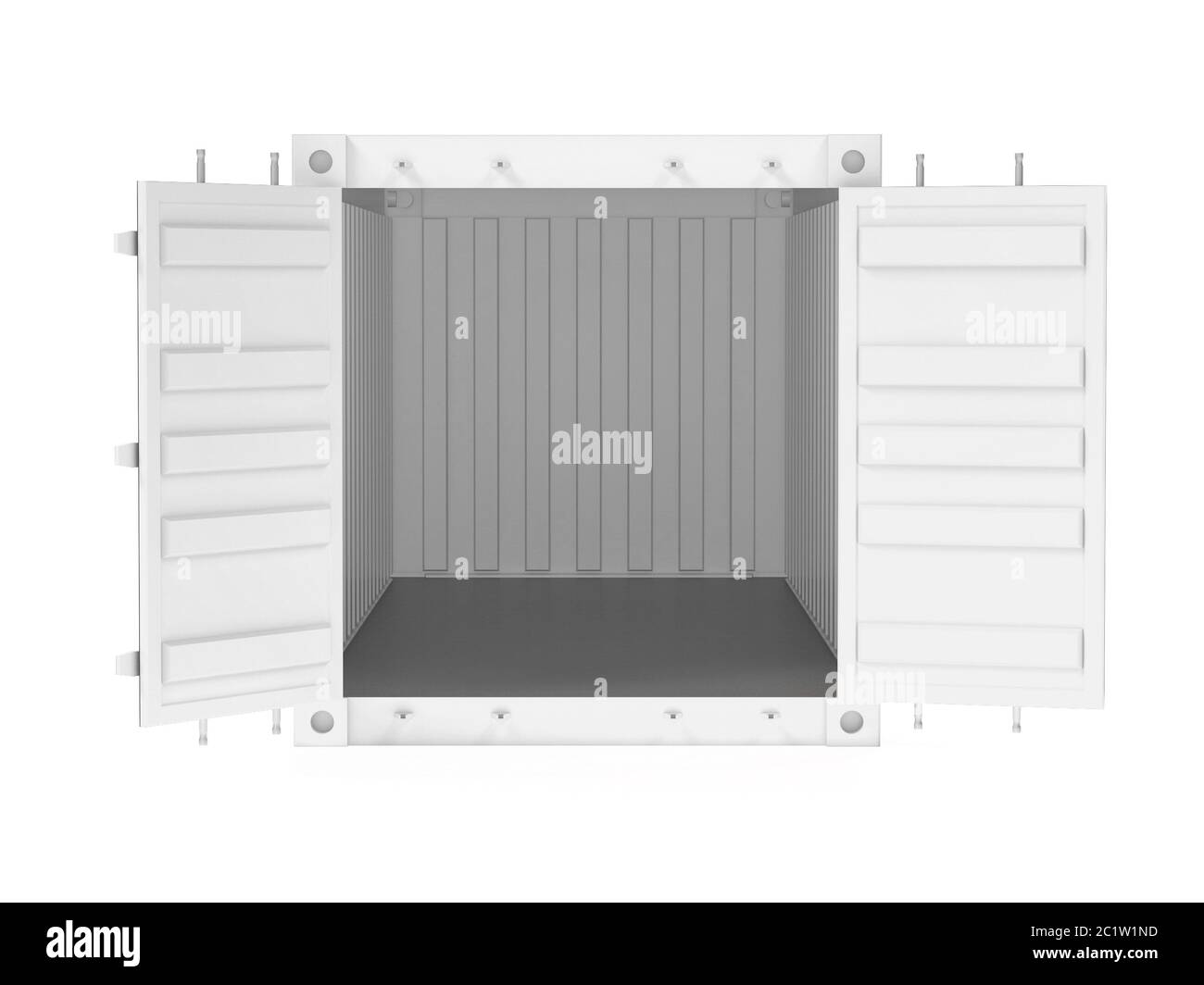 Shipping freight container. White open container. 3d rendering ...