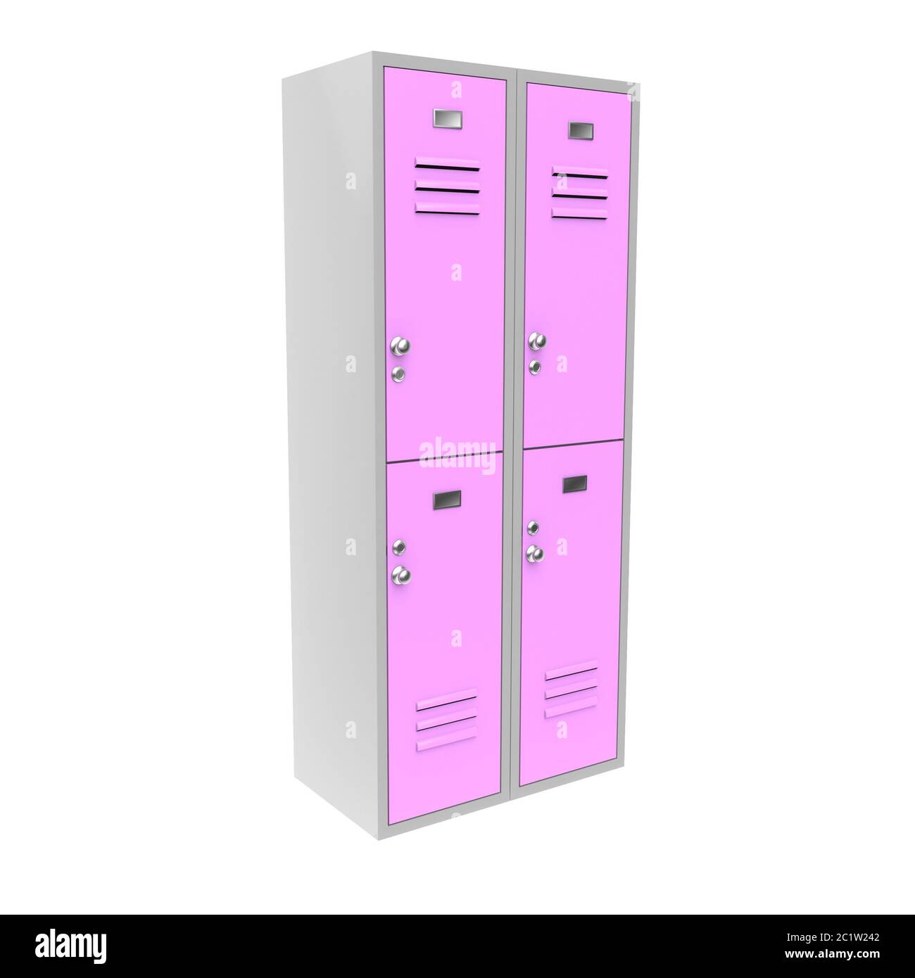 Pink two level gym lockers. 3d rendering illustration Stock Photo - Alamy