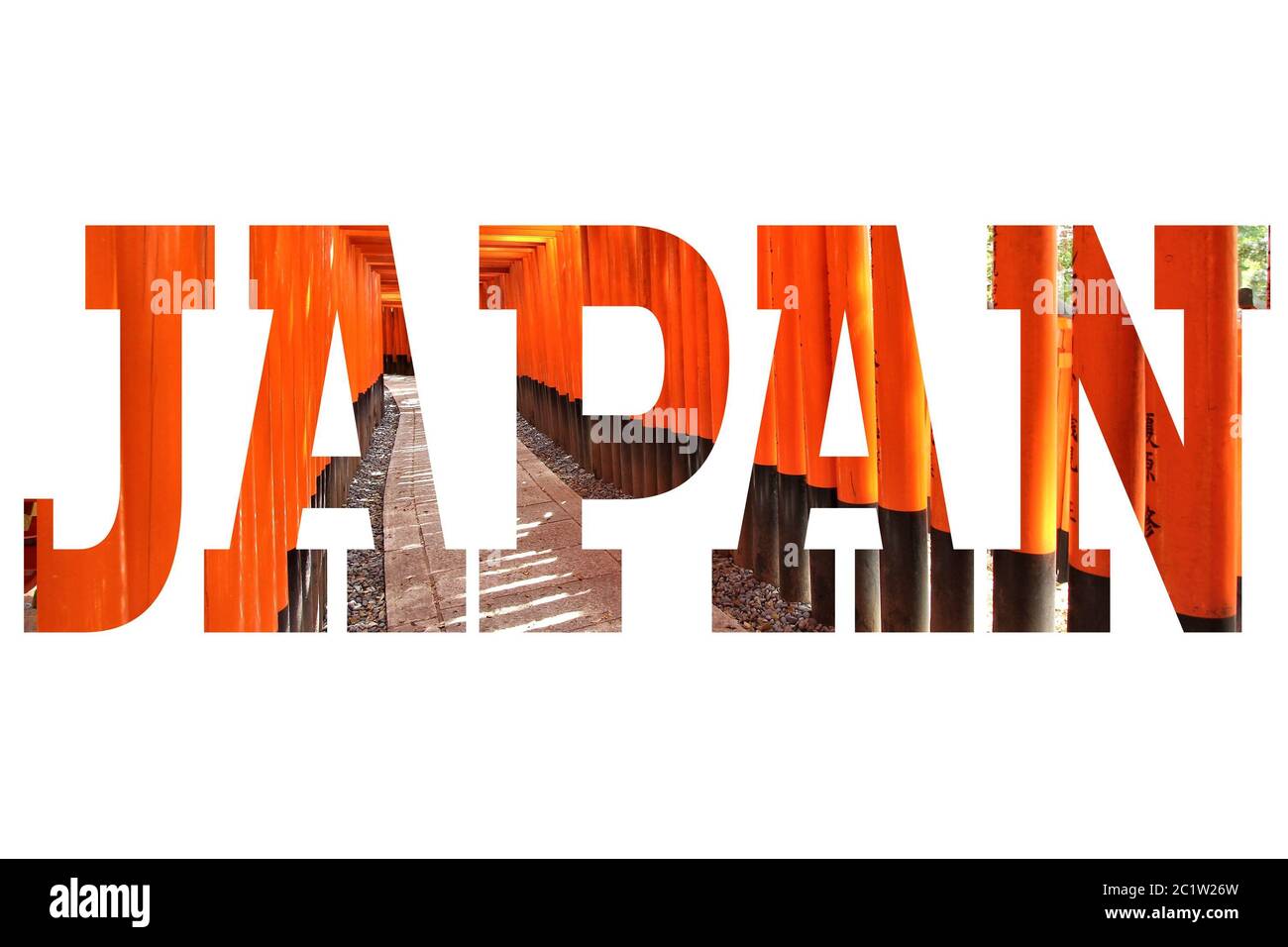 Japan sign - country name with background travel photo. Text isolated ...