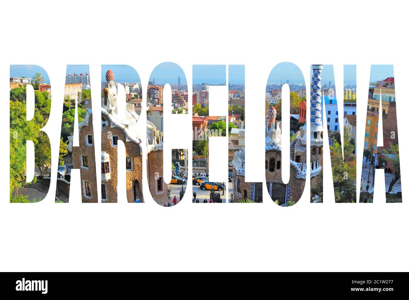Barcelona, Spain - city name sign with photo in background. Isolated on ...