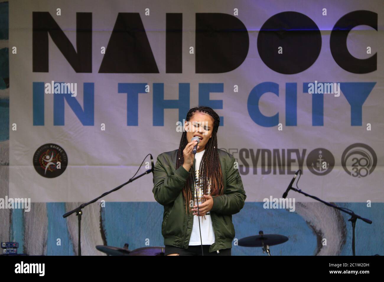 Pictured: Singer/songwriter Mi-kaisha performs on stage Stock Photo - Alamy