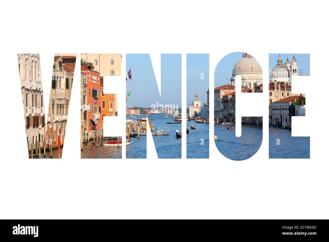 Venice text word sign - Italy city name silhouette postcard Stock Photo ...