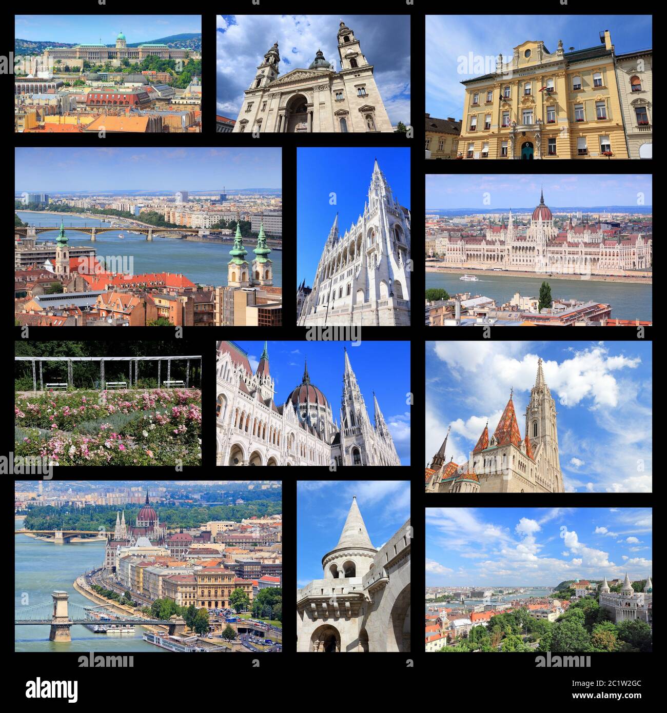 Travel photo collage from Budapest, Hungary. Collage includes major ...