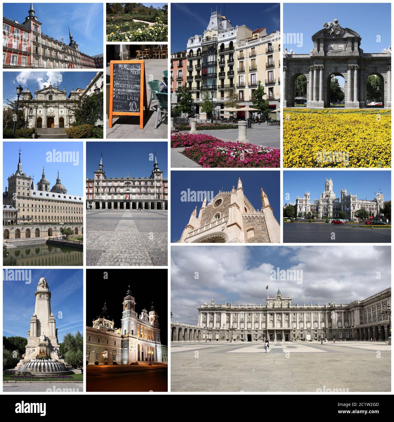 Madrid, Spain travel photos collage. Collage includes major landmarks ...
