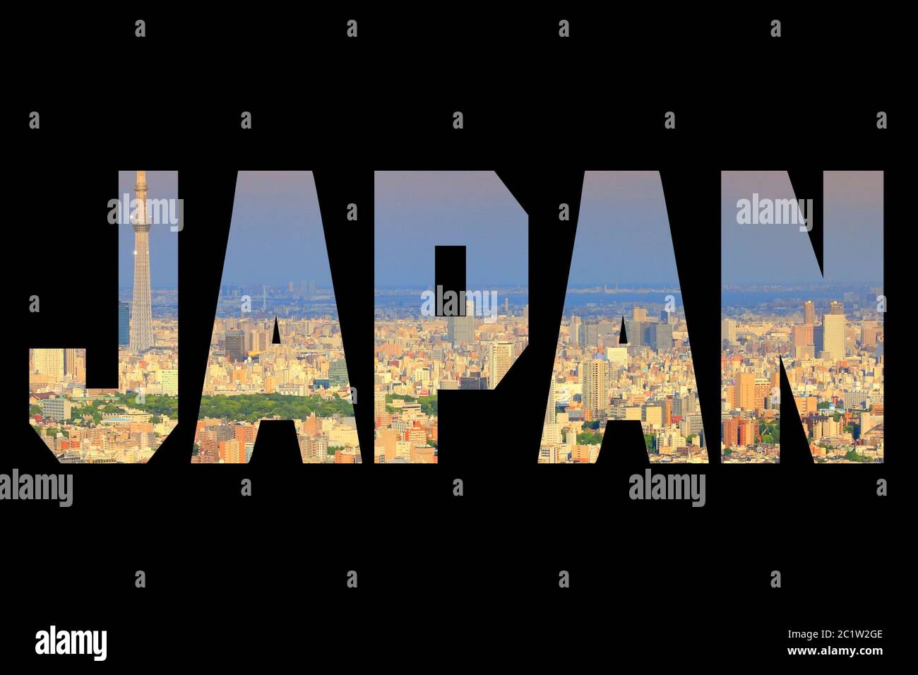Japan word country name - text sign with photo background Stock Photo ...