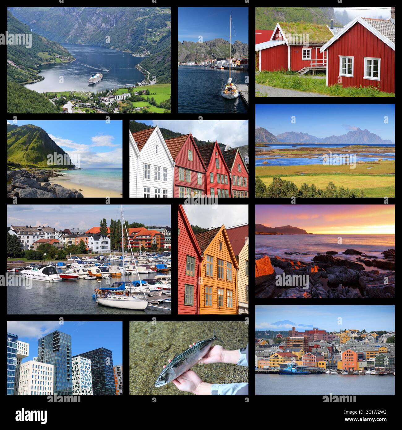 Norway photo collage - travel collection with fiords, Oslo, Bergen ...