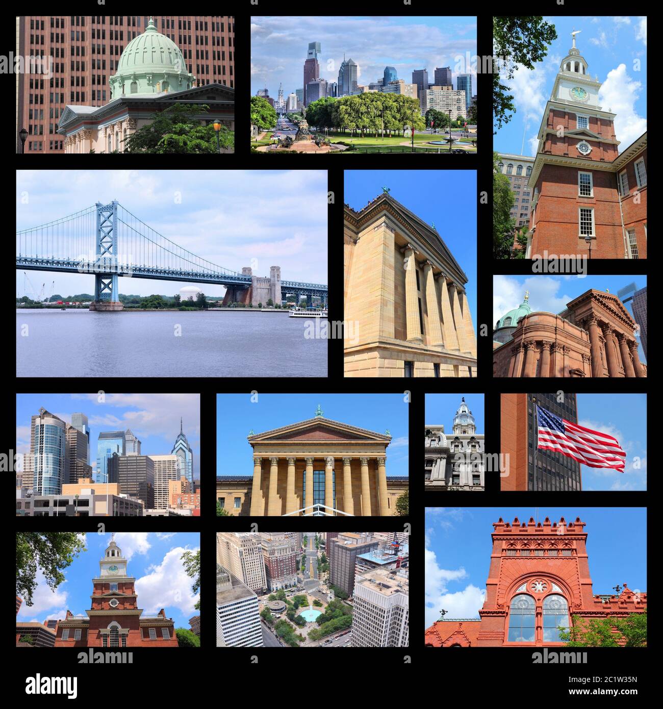 Philadelphia, United States. Photo collage with places and landmarks ...