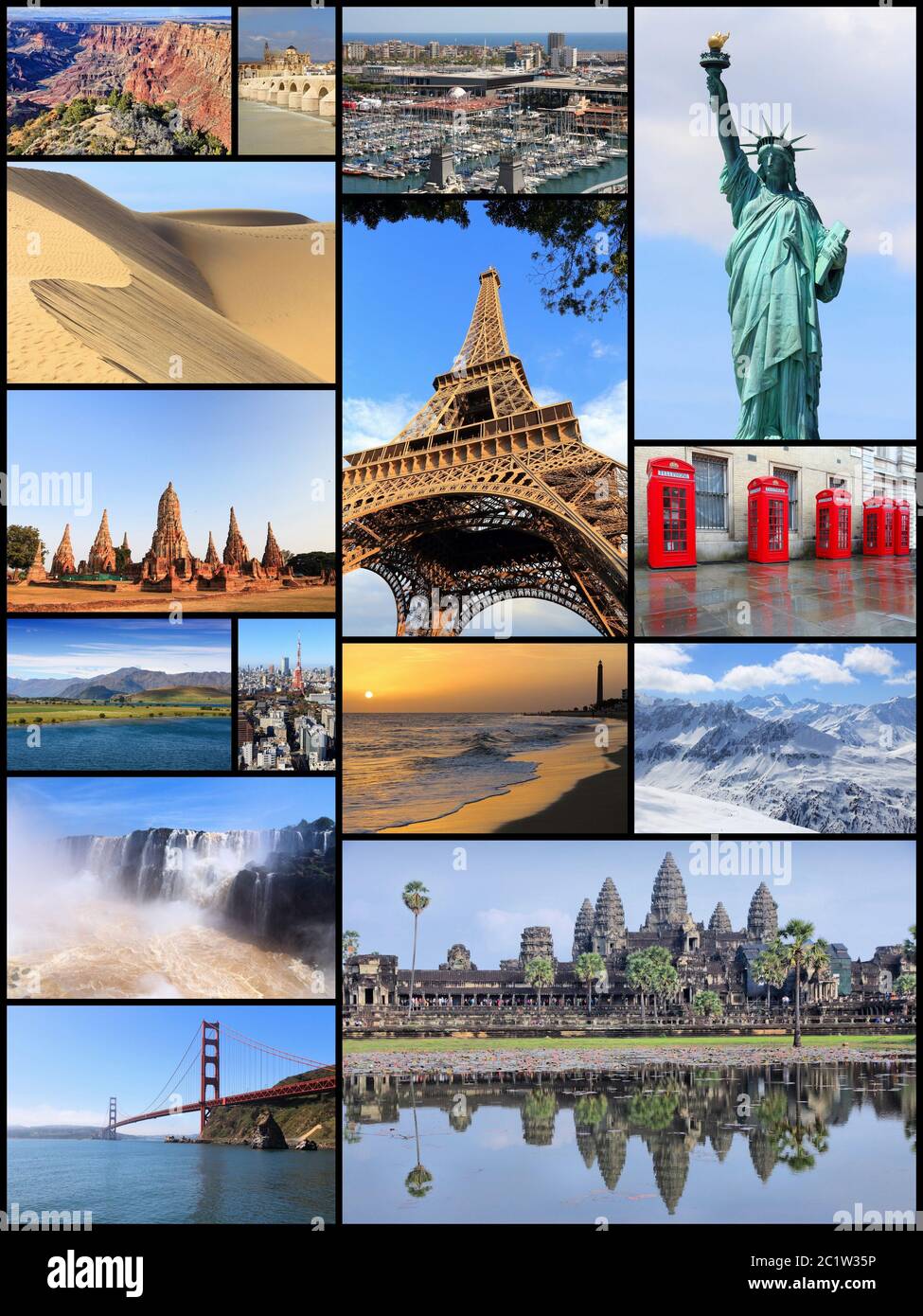 World landmarks collage - photo collection of United States, France ...