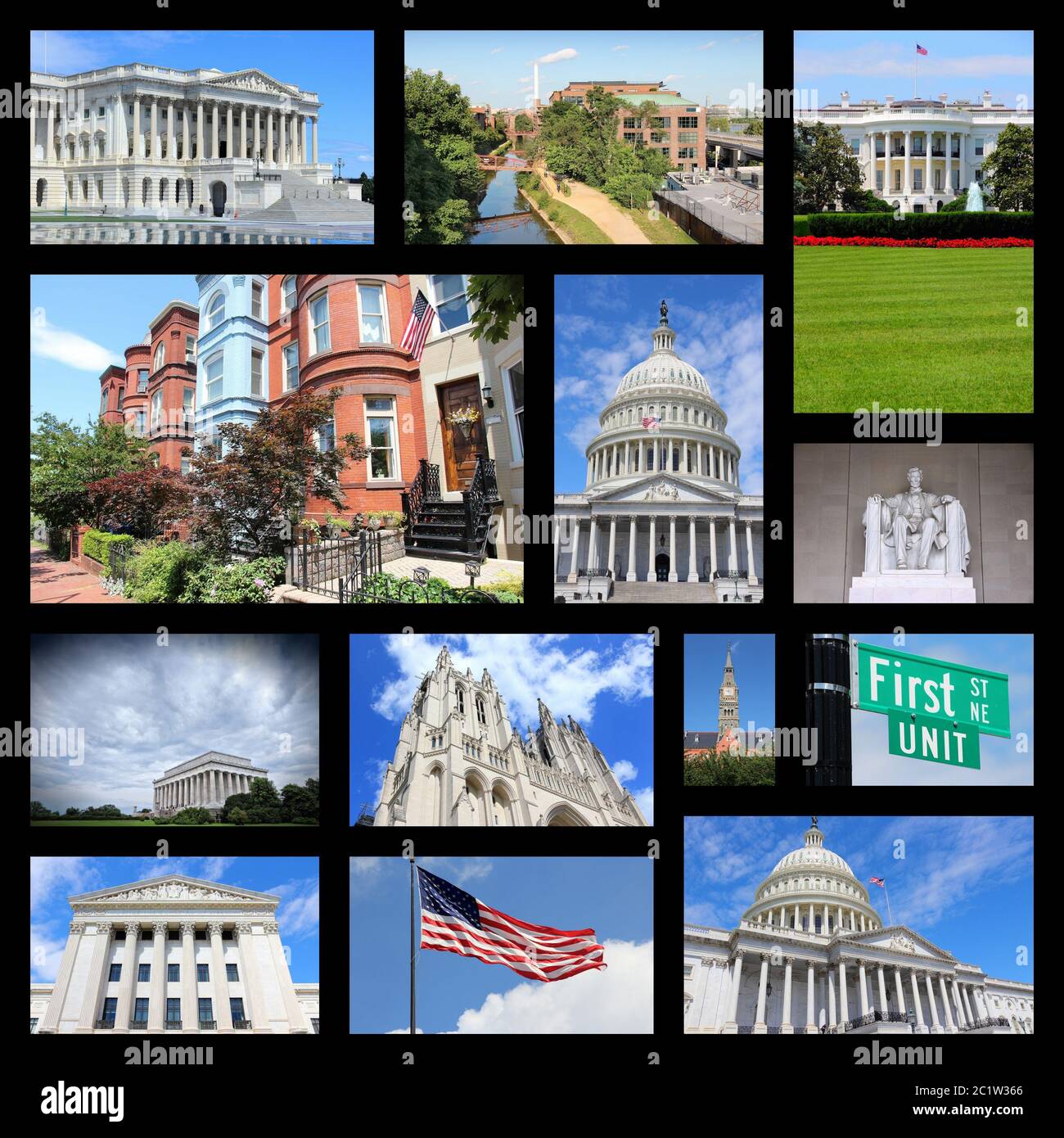 Washington Dc Con Collage De La Bandera Estadounidense Bandera De