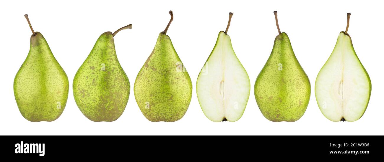 Green conference pears isolated on white background. With clipping path ...
