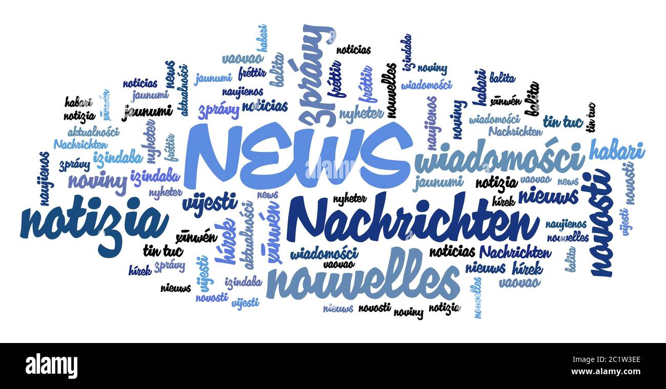 News word in many languages. News international translation text ...