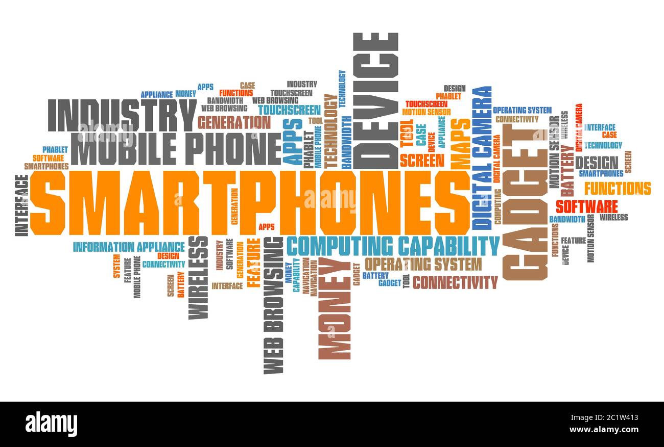 Smartphones - phone technology concepts word cloud illustration. Word ...