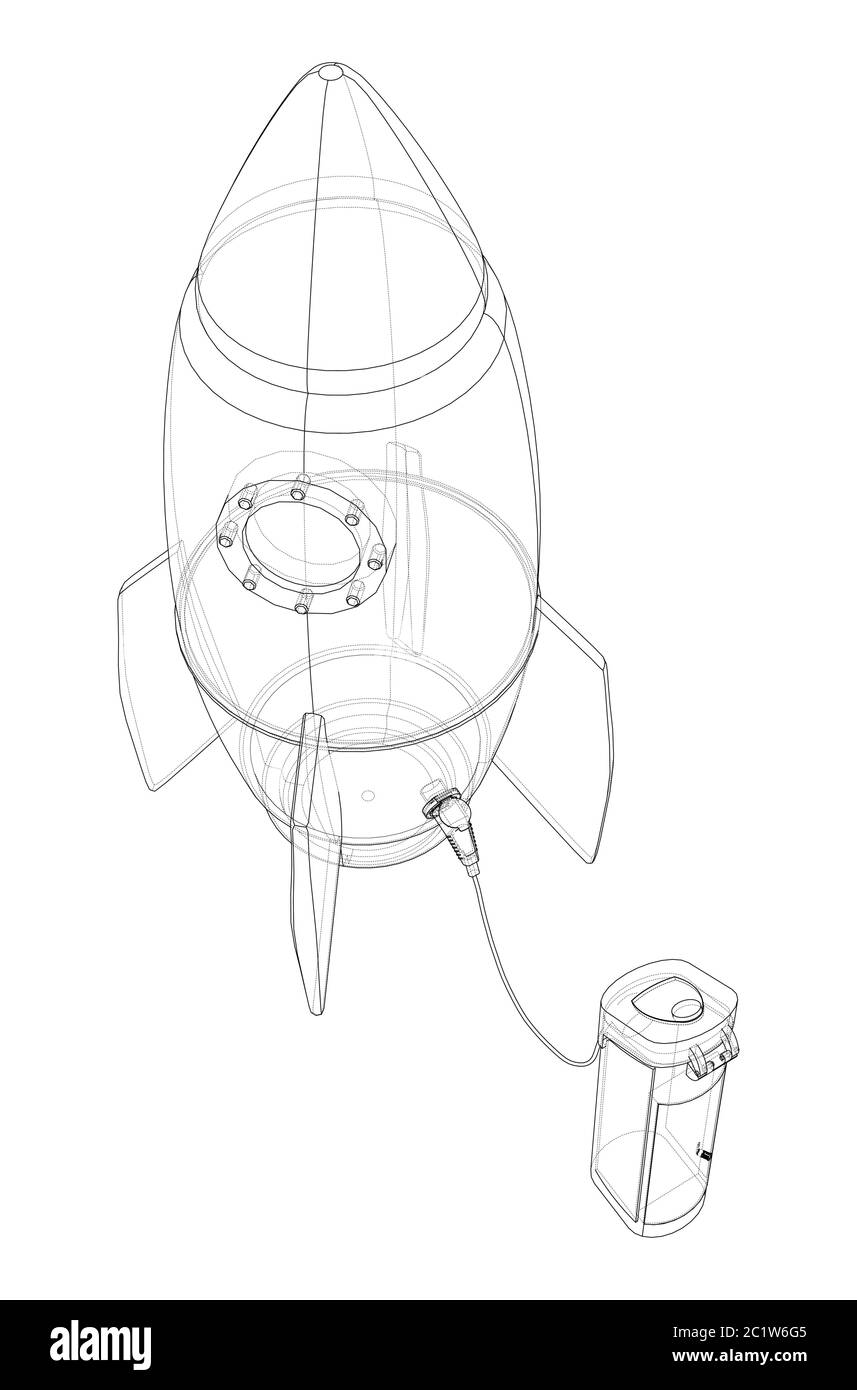 Electric Rocket Charging Station Sketch. Vector Stock Vector Image ...