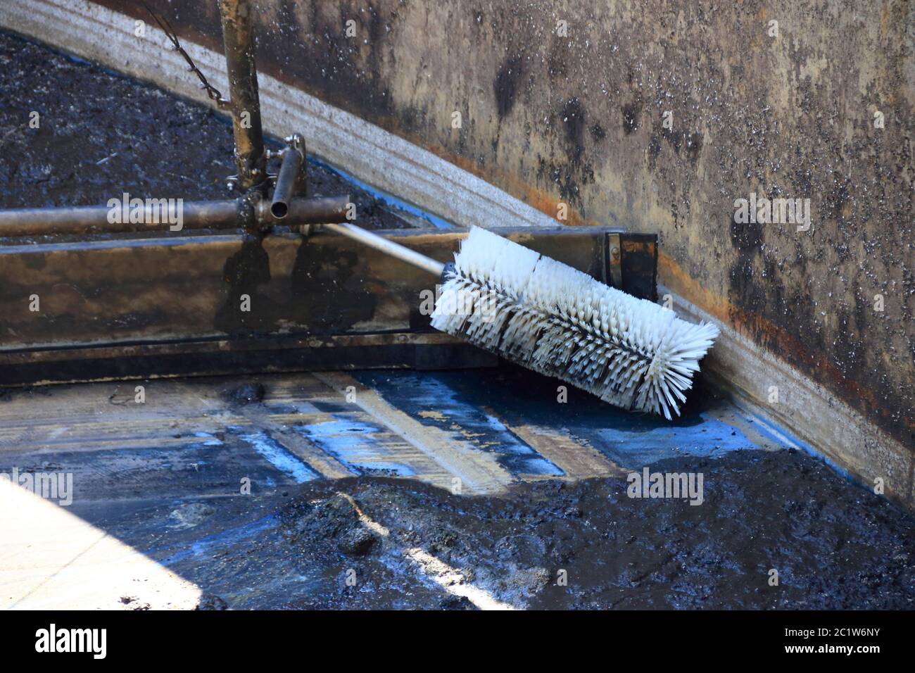 Brush for cleaning the gutter in the secondary clarifier of a sewage ...