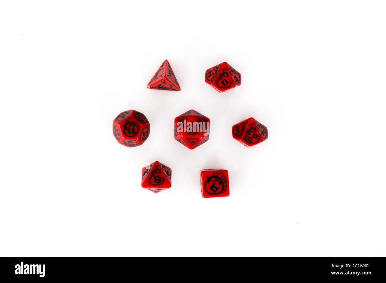 Poly dice set red and black Stock Photo - Alamy