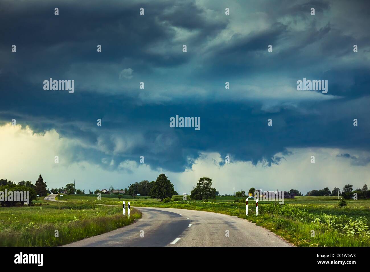 Severe supercell storm clouds with wall cloud and intense rain Stock ...