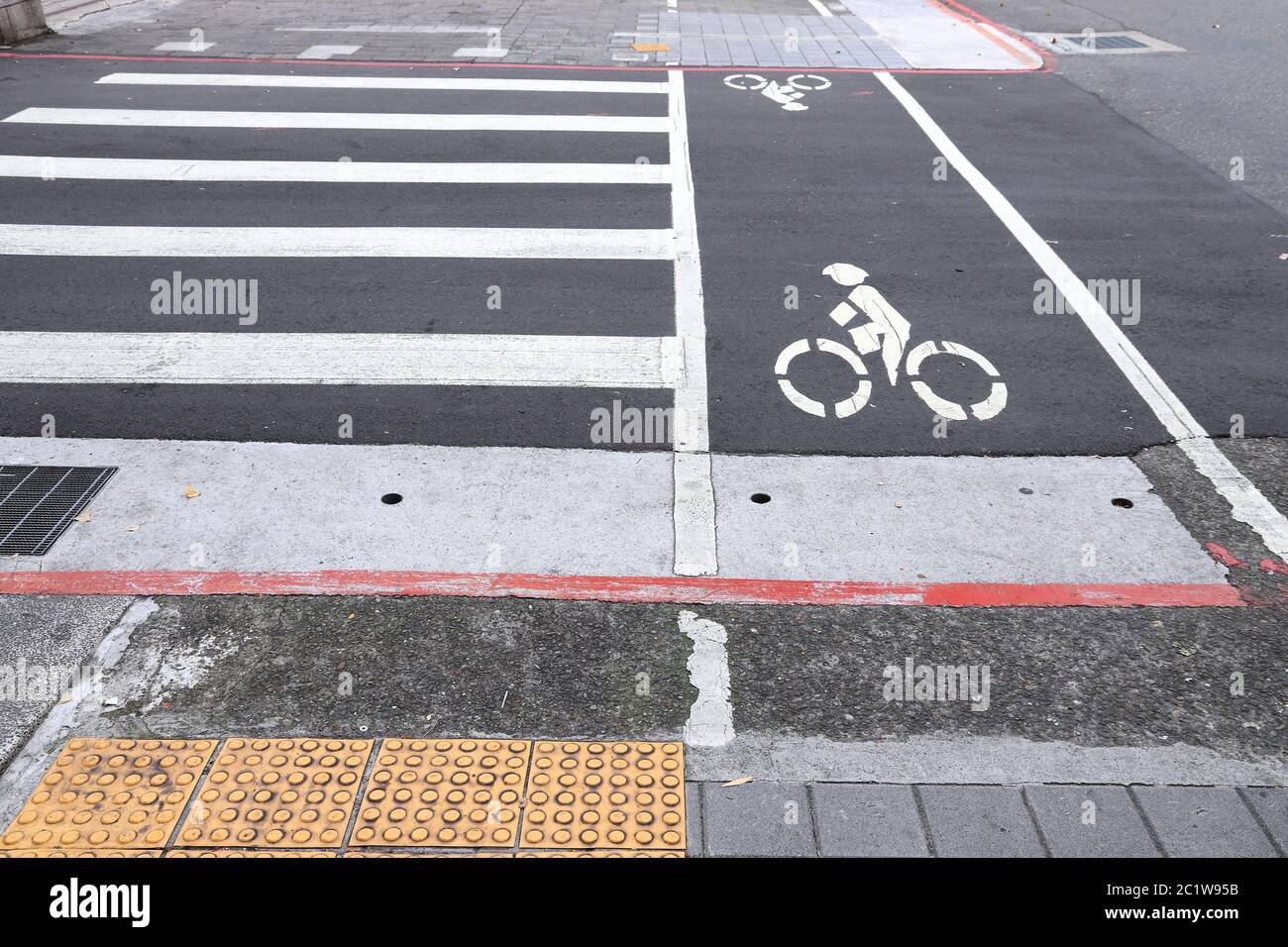 Bicycle lane in Taipei, Taiwan. Transportation infrastructure ...