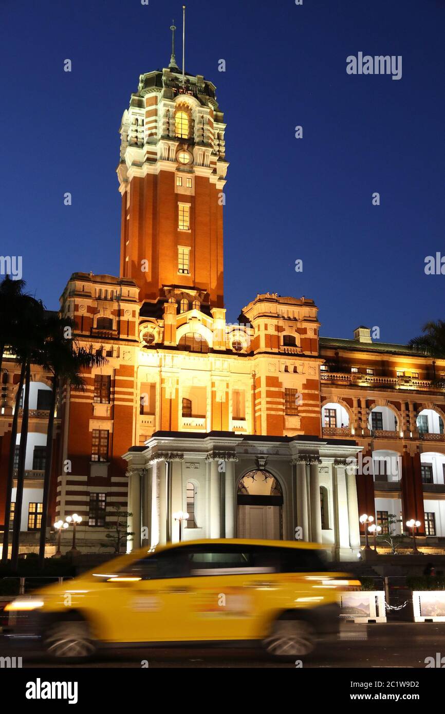 Taiwan landmark - Presidential Office Building in Taipei. Night view ...
