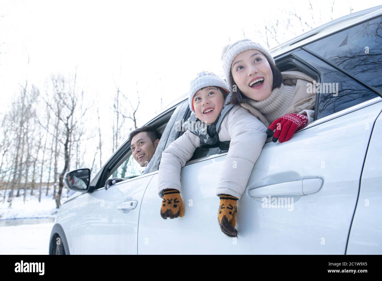 Happy family road driving Stock Photo - Alamy