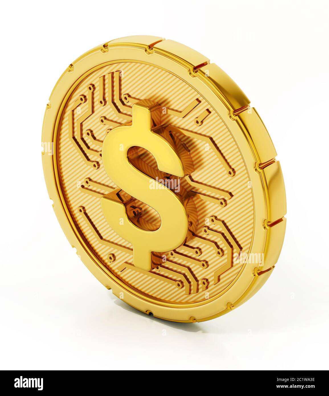 Gold coin with dollar sign and PCB texture. 3D illustration Stock Photo ...