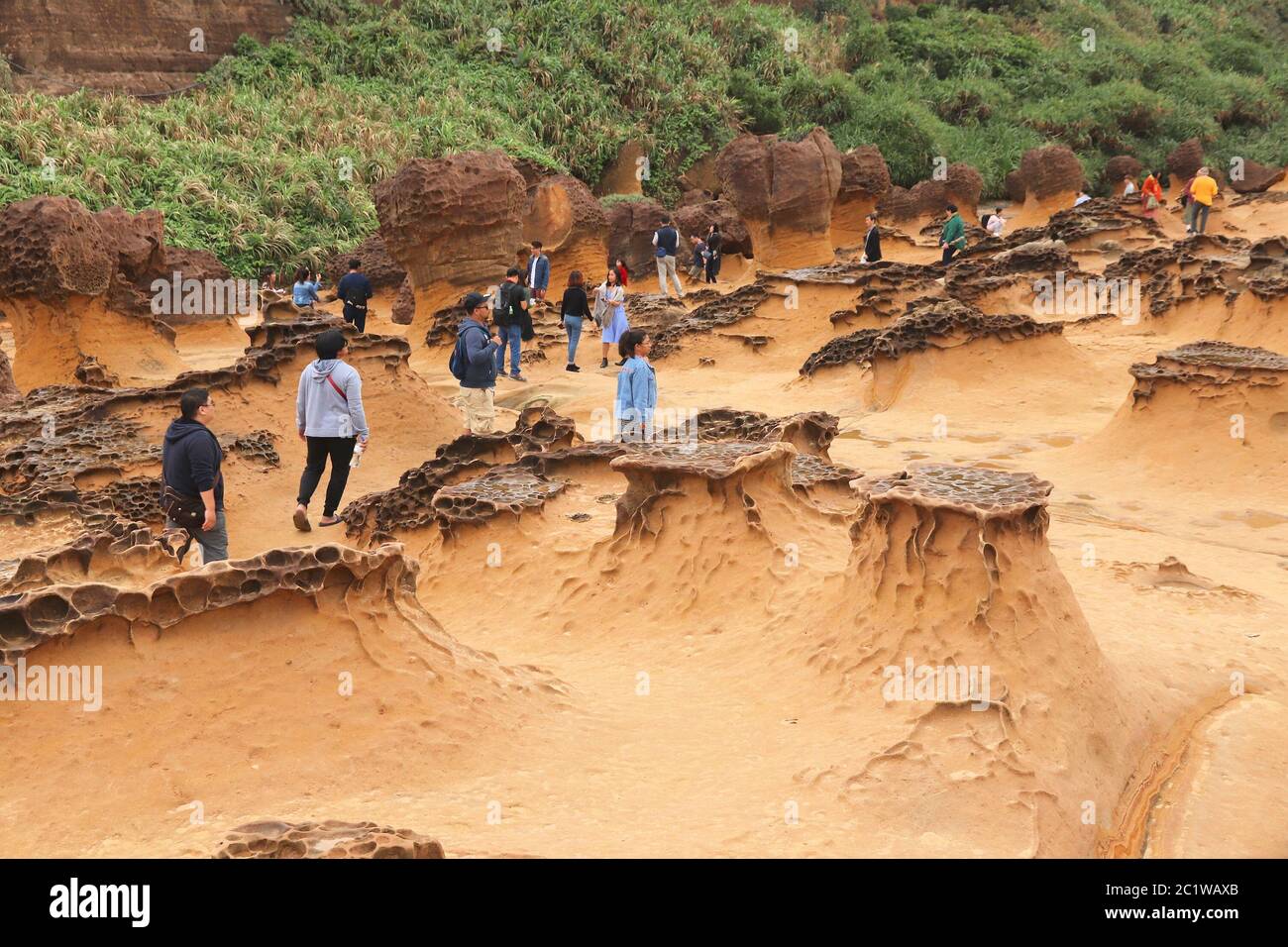 YEHLIU, TAIWAN - NOVEMBER 24, 2018: People visit Yehliu Geopark in ...