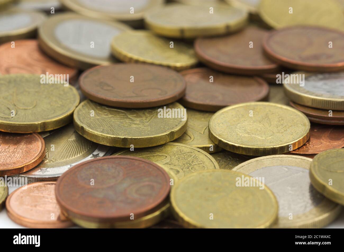 Lots of euro coins of different values useful for small purchases ...